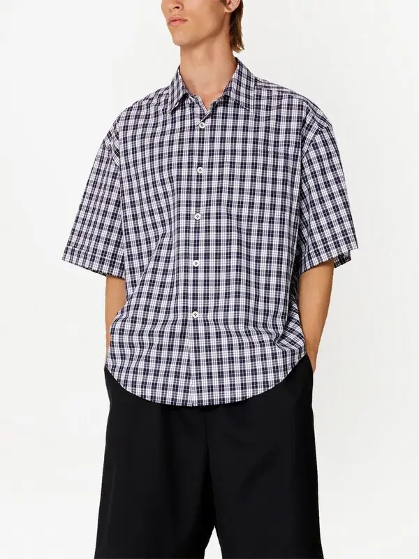AMI Paris Gingham-pattern Short-sleeved Shirt
