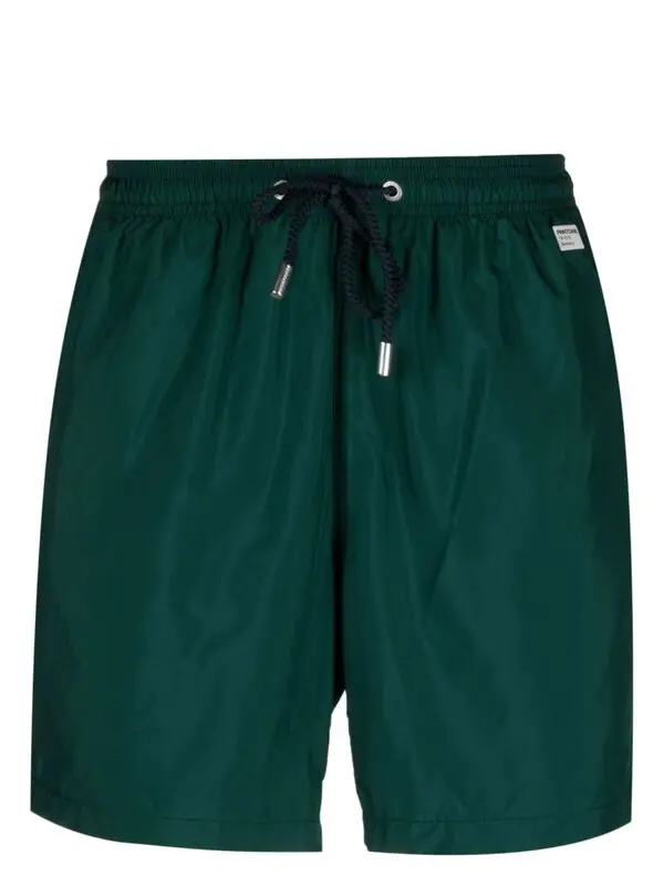 MC2 SAINT BARTH Logo-patch Drawstring-waist Swim Shorts - Green