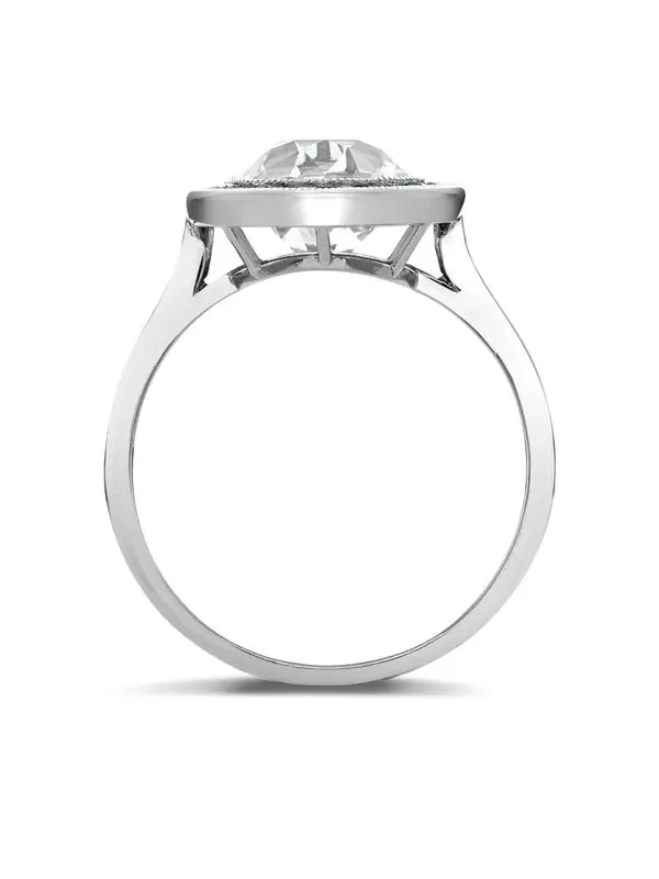 PRAGNELL Platinum Target Cluster Emerald And Diamond Ring