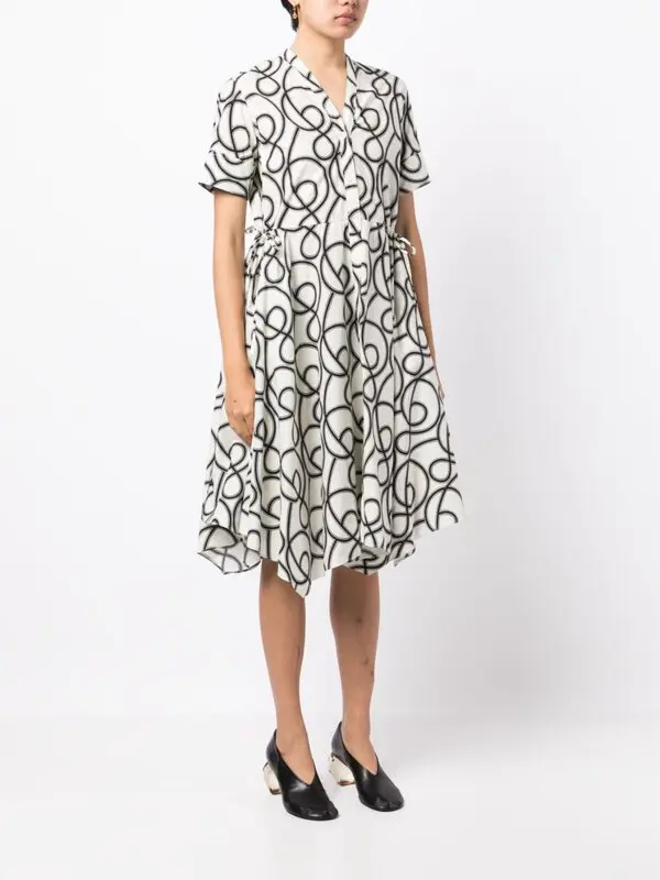 JNBY Abstract-print Pleated Midi Dress