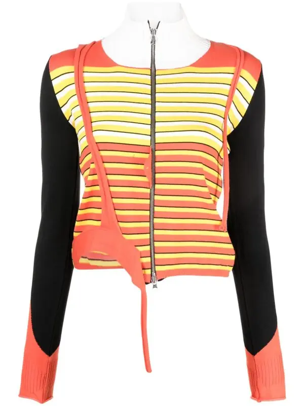 Ottolinger Asymmetric Stripe-pattern Cardigan