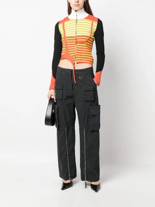 Ottolinger Asymmetric Stripe-pattern Cardigan
