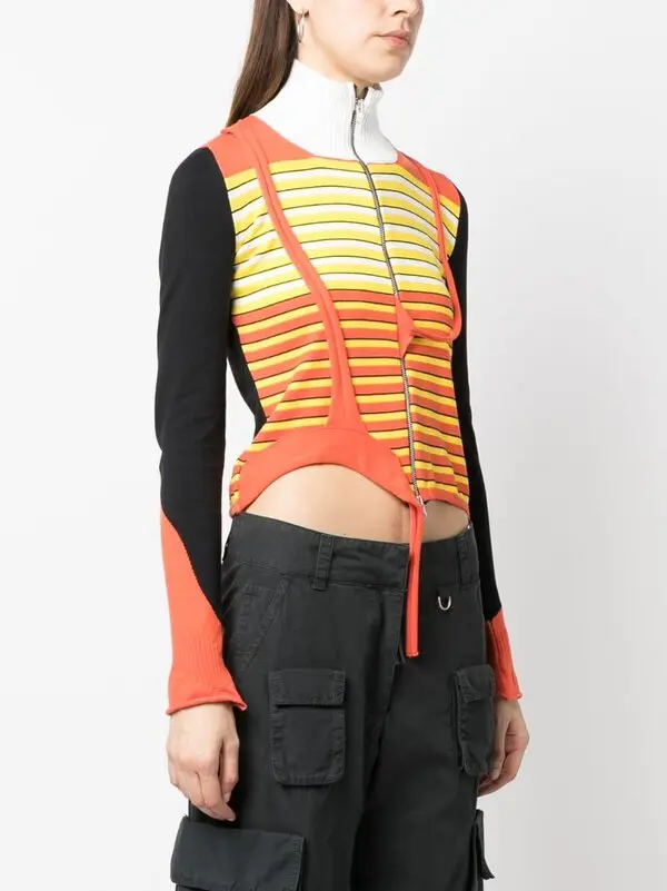 Ottolinger Asymmetric Stripe-pattern Cardigan