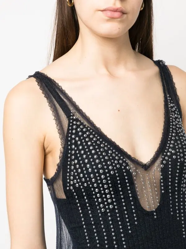 Rabanne Stud-detailed Sheer Long Dress