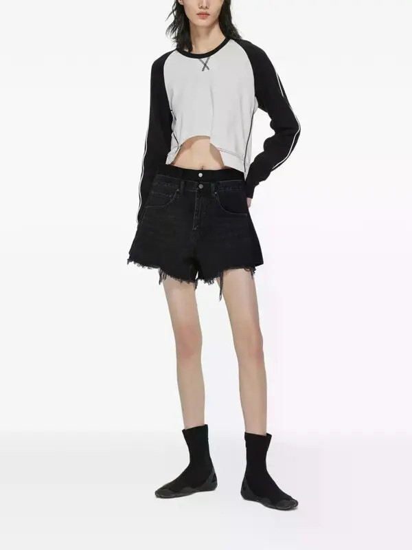JNBY Raw-cut Denim Shorts - Black
