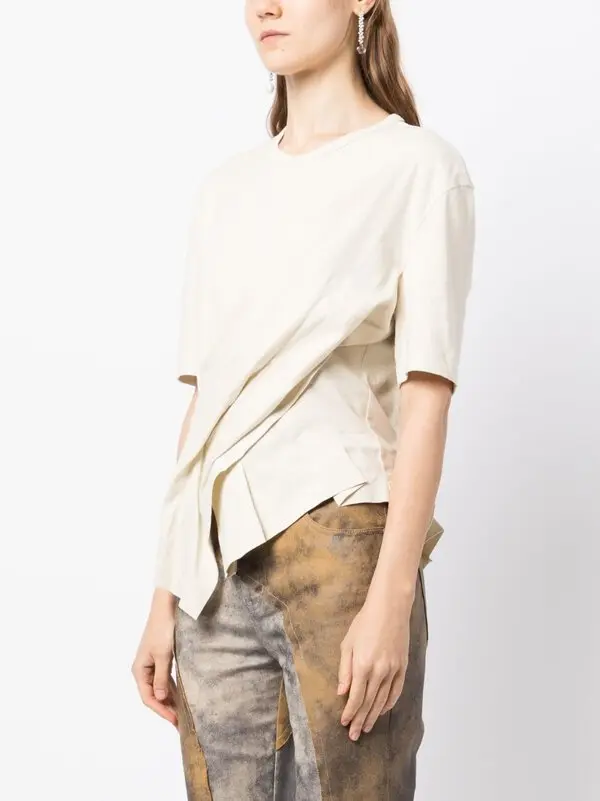 JNBY Asymmetric Gathered Cotton T-shirt
