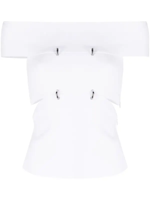 Alexander McQueen Cut-out Off-shoulder Top - White