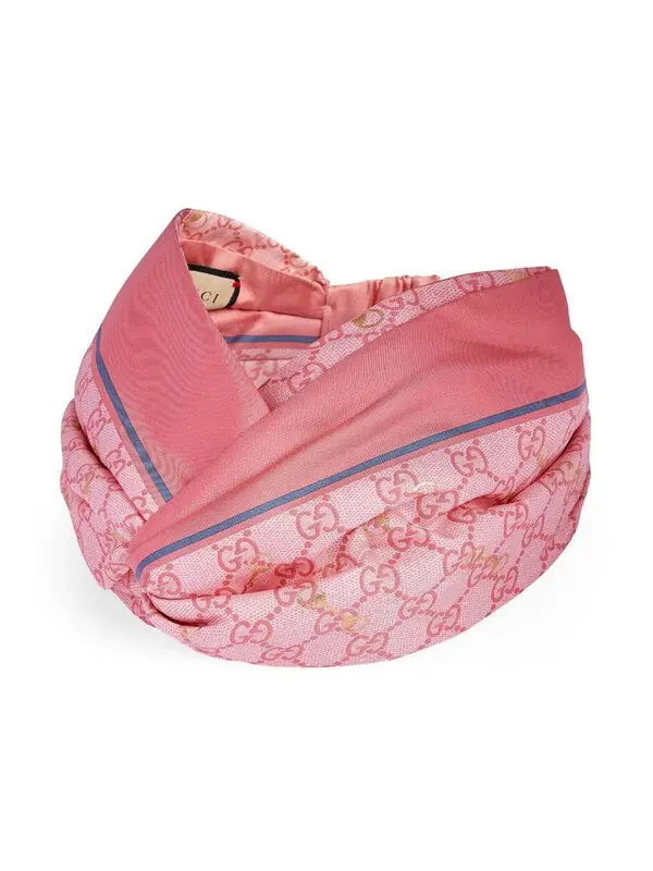 Gucci Gg Horsebit Silk Headband - Pink | Editorialist display picture 3