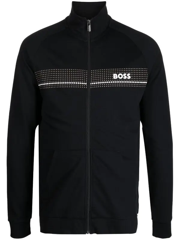 BOSS Logo Print Zip-up Cardigan