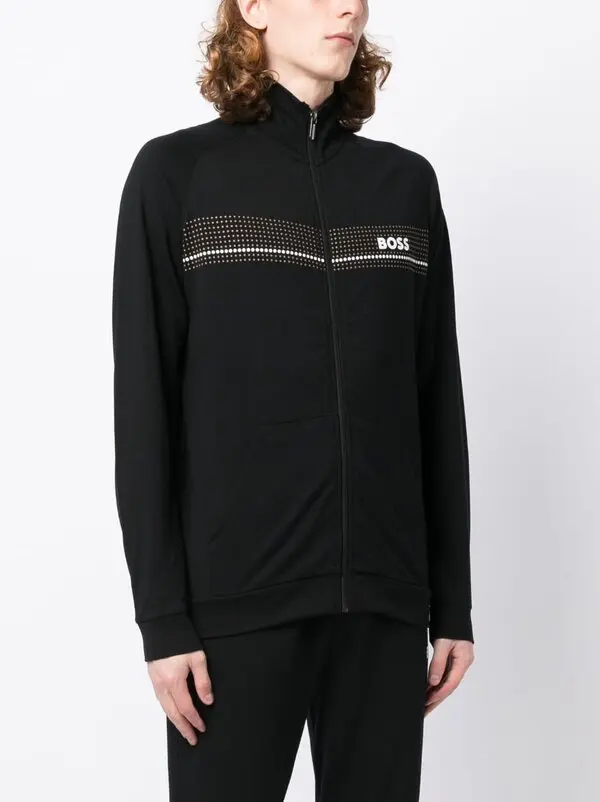 BOSS Logo Print Zip-up Cardigan