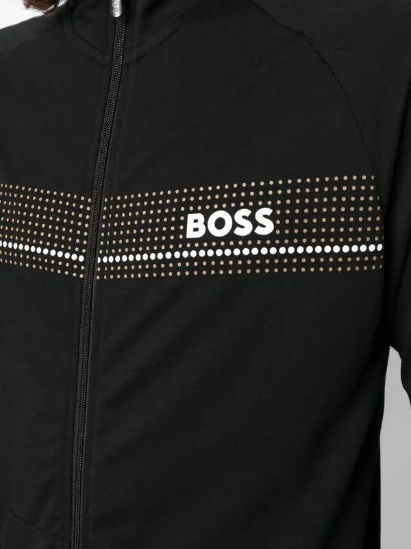 BOSS Logo Print Zip-up Cardigan