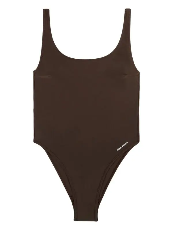 SPORTY & RICH Carla Logo-print Swimsuit - Brown