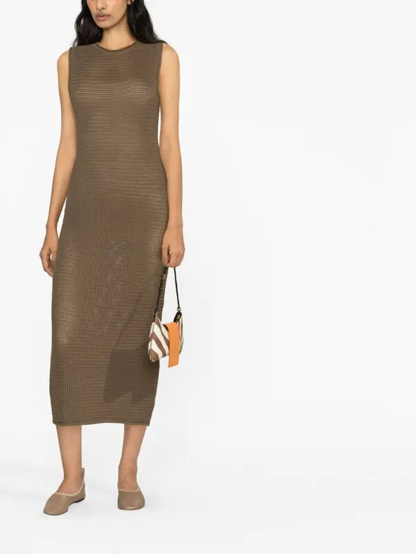 Reformation Open-Knit Organic-Cotton Dress In Brown - 85% Off | Editorialist