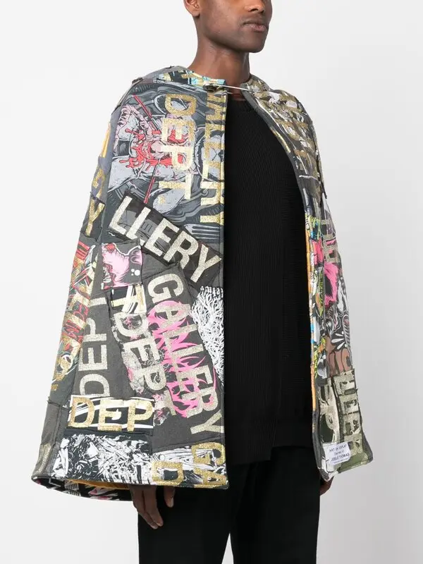 GALLERY DEPT. Logo-patchwork Cotton Cape