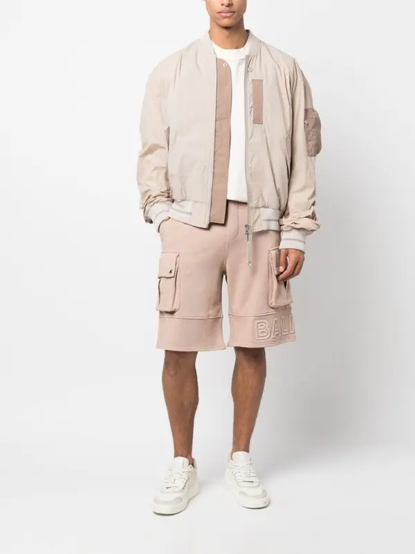 Balmain Embossed Logo Bermuda Shorts - Brown