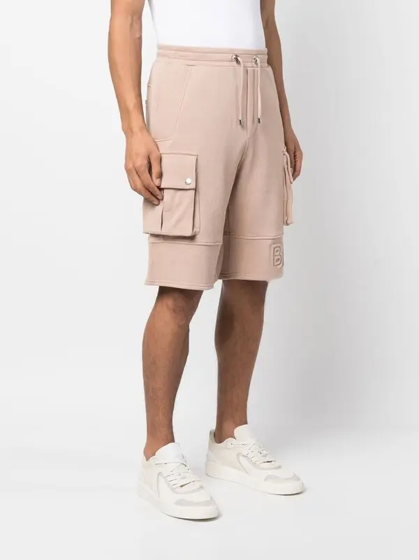 Balmain Embossed Logo Bermuda Shorts - Brown