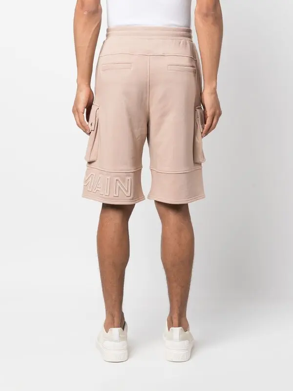 Balmain Embossed Logo Bermuda Shorts - Brown