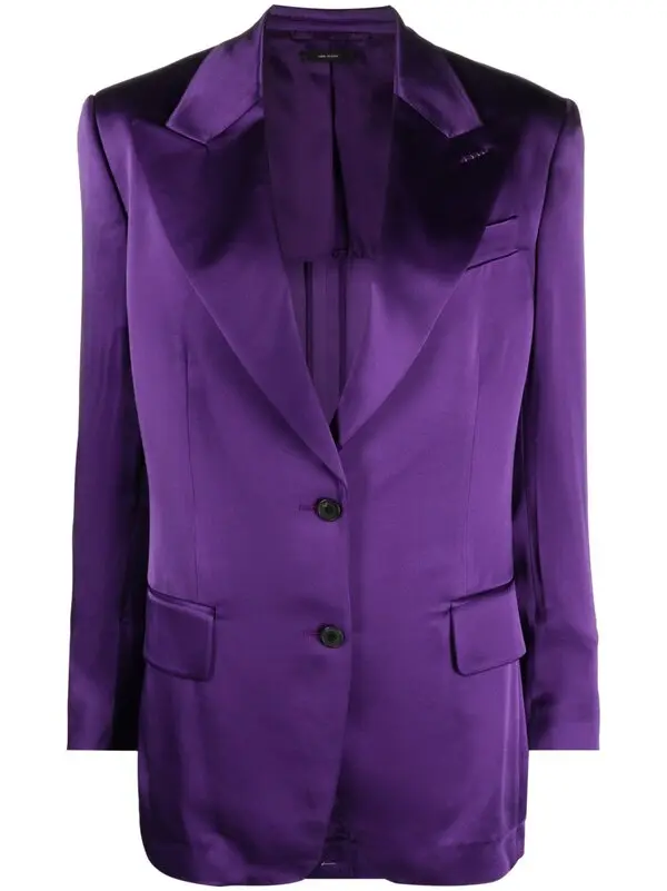 TOM FORD Single-breasted Satin-finish Blazer - Purple