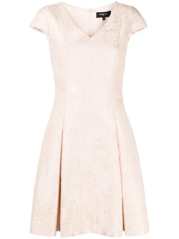 Paule Ka Pleated Skirt Jacquard Dress In Pink - 40% Off | Editorialist