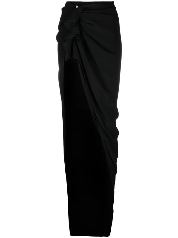 Rick Owens Ruffle-trim Draped Maxi Skirt - Black
