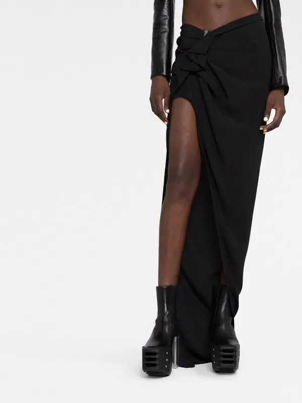 Rick Owens Ruffle-trim Draped Maxi Skirt - Black