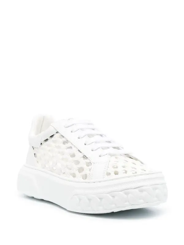 Casadei Cut-out Low-top Leather Sneakers