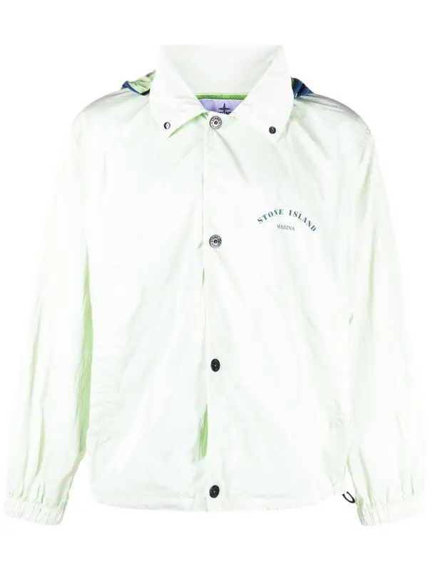Stone Island Marina Logo-print Hooded Jacket - Green