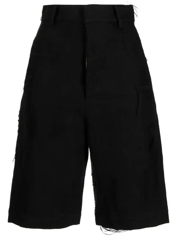 UMA WANG Distressed-finish Knee-length Shorts