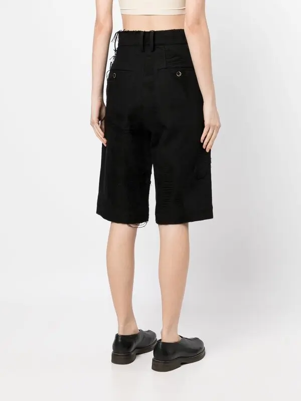 UMA WANG Distressed-finish Knee-length Shorts