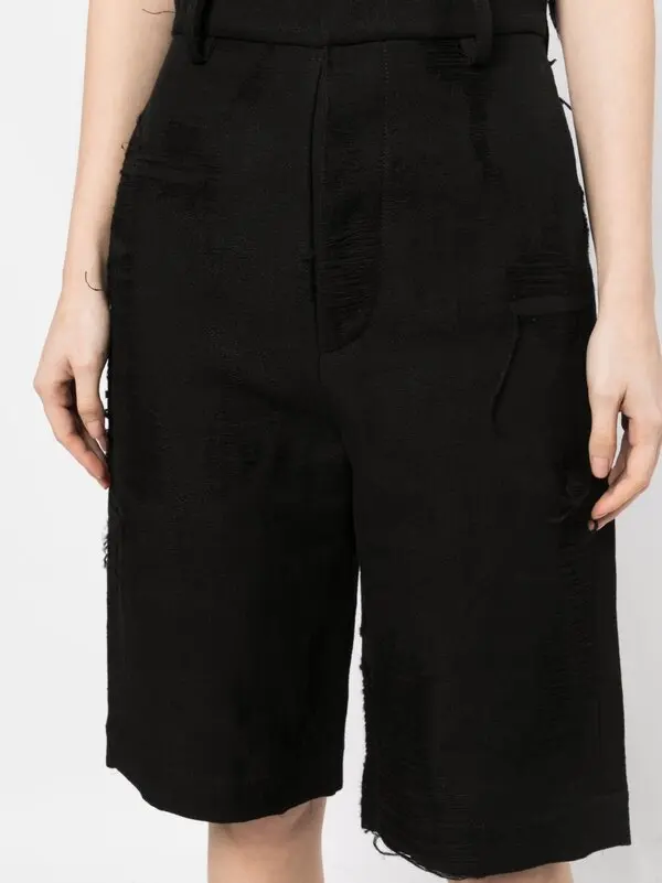 UMA WANG Distressed-finish Knee-length Shorts