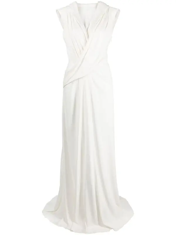 Alberta Ferretti Draped V-neck Maxi Dress