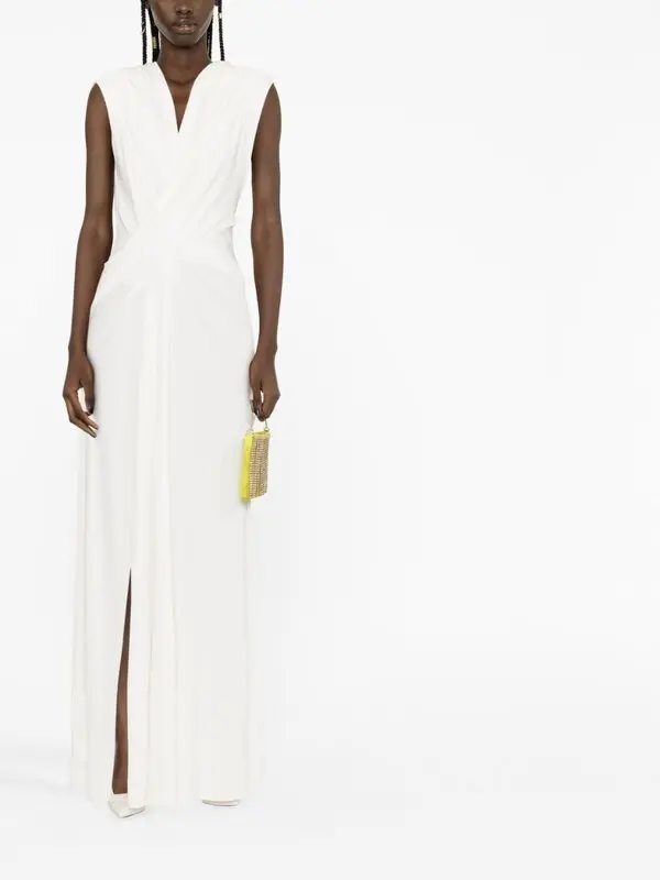 Alberta Ferretti Draped V-neck Maxi Dress