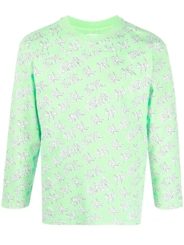 ERL Logo-print Long-sleeved T-shirt - Green