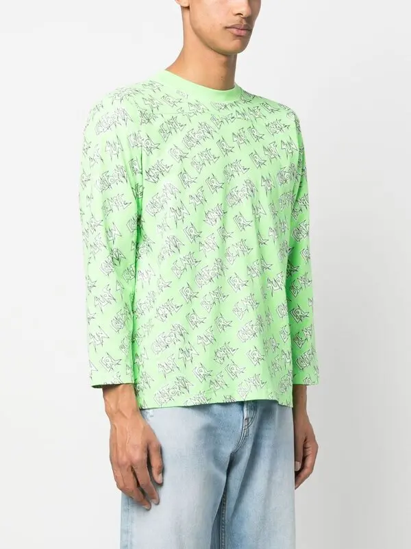ERL Logo-print Long-sleeved T-shirt - Green