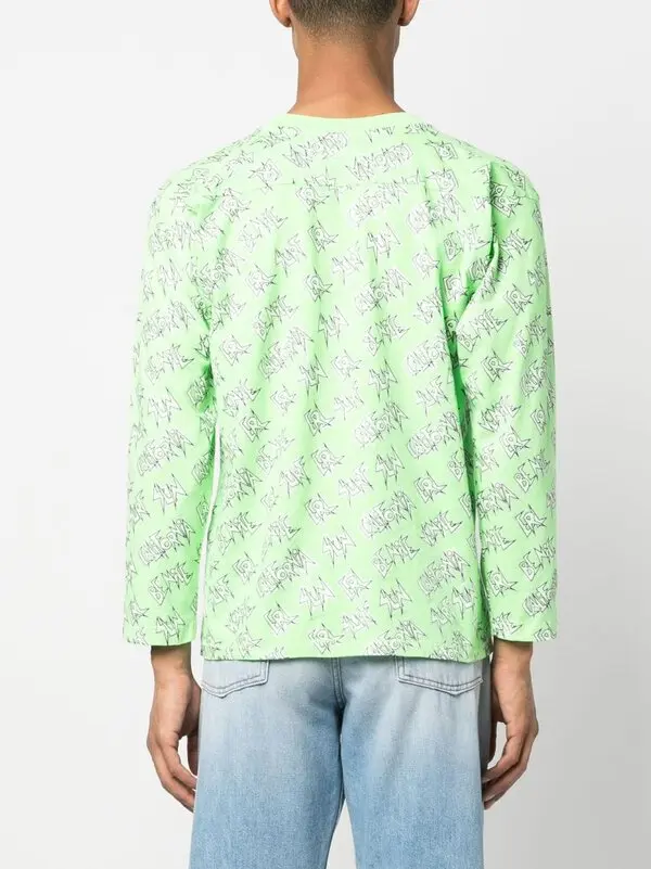 ERL Logo-print Long-sleeved T-shirt - Green