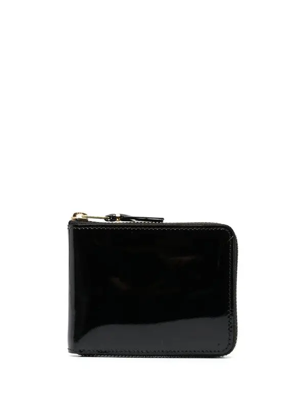Comme Des Garçons Patent Leather Zipped Wallet - Black