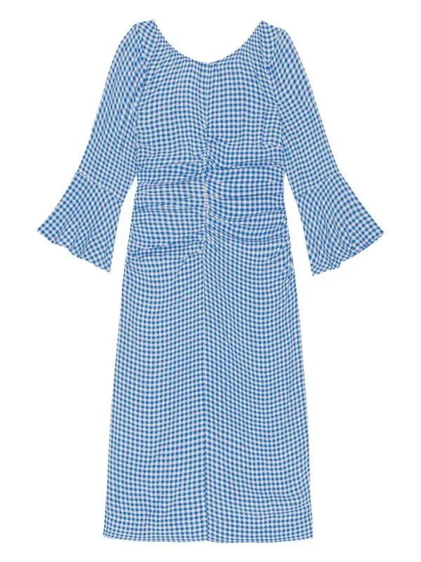 Ganni Gingham Check-Print Midi Dress In Blue - 48% Off | Editorialist