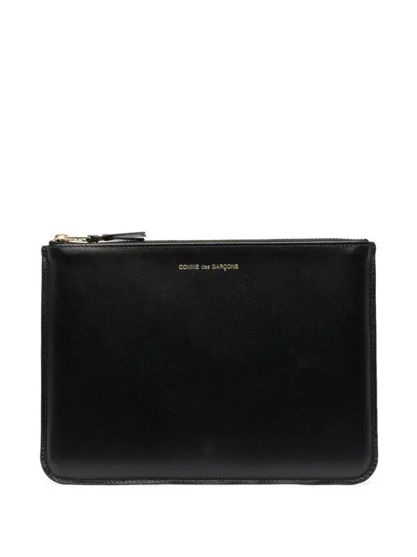 Comme Des Garçons Engraved-logo Leather Wallet - Black