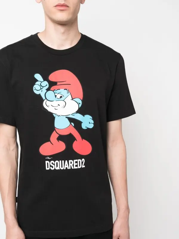 Dsquared2 Smurf-Print Cotton T-Shirt In Black - 50% Off | Editorialist