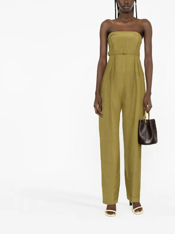 Alberta Ferretti Belted Strapless Jumpsuit