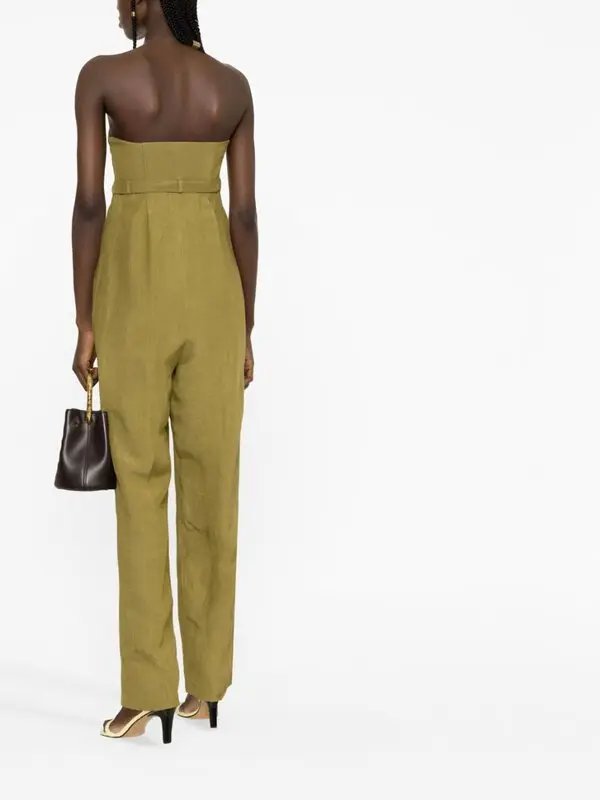Alberta Ferretti Belted Strapless Jumpsuit