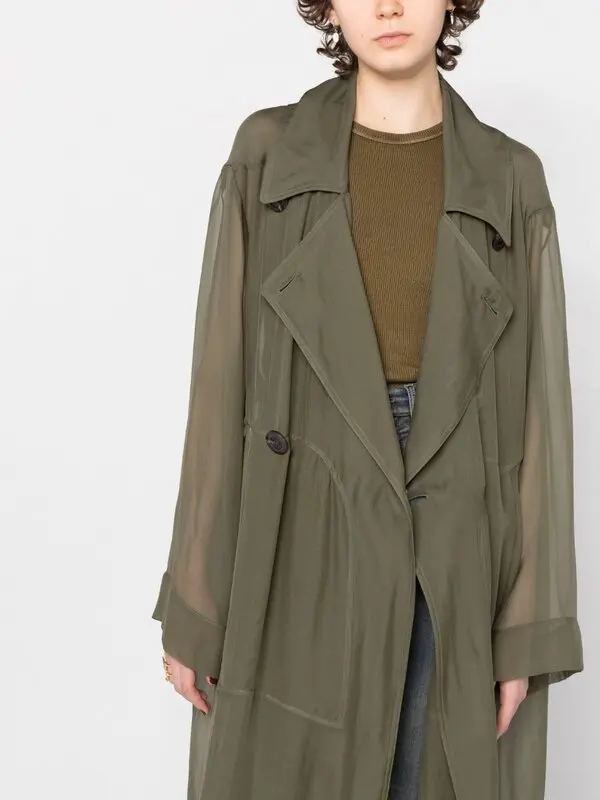 Rick Owens Sheer Silk Trench Coat