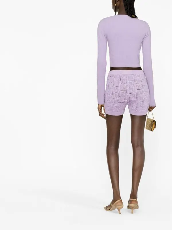Balmain Monogram Knitted Shorts - Purple