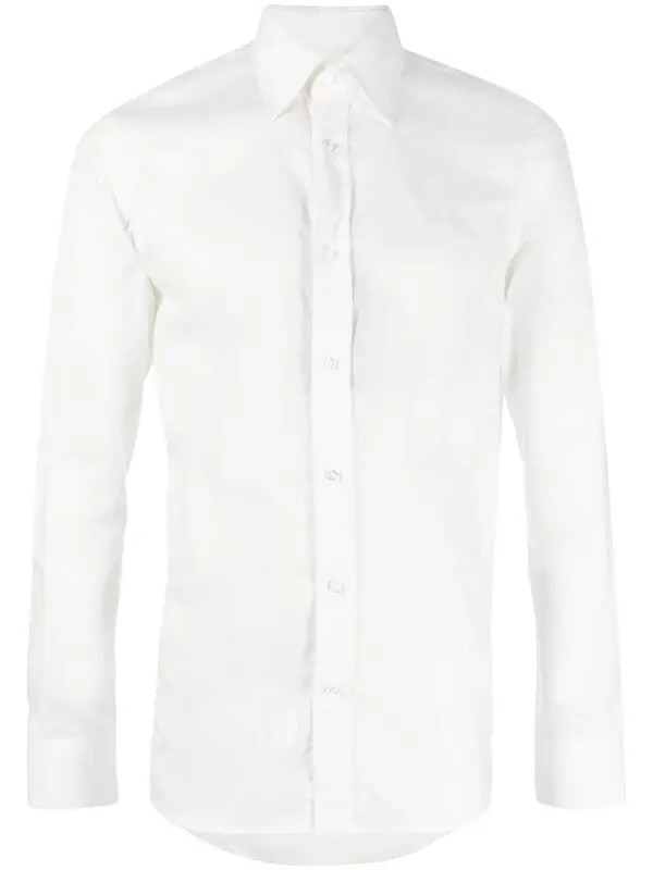 Ralph Lauren Purple Label Plain Long-sleeve Cotton Shirt - White