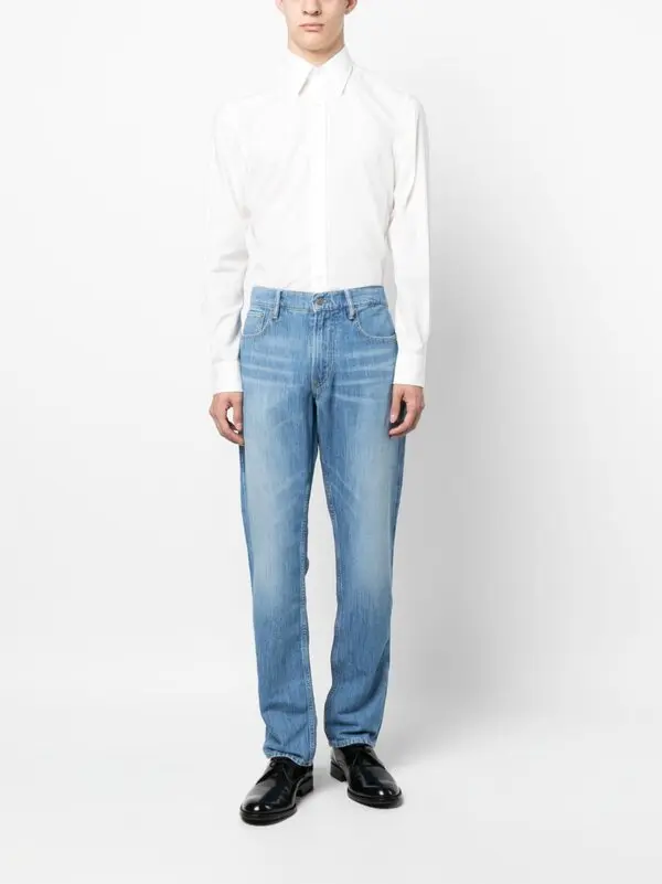 Ralph Lauren Purple Label Plain Long-sleeve Cotton Shirt - White