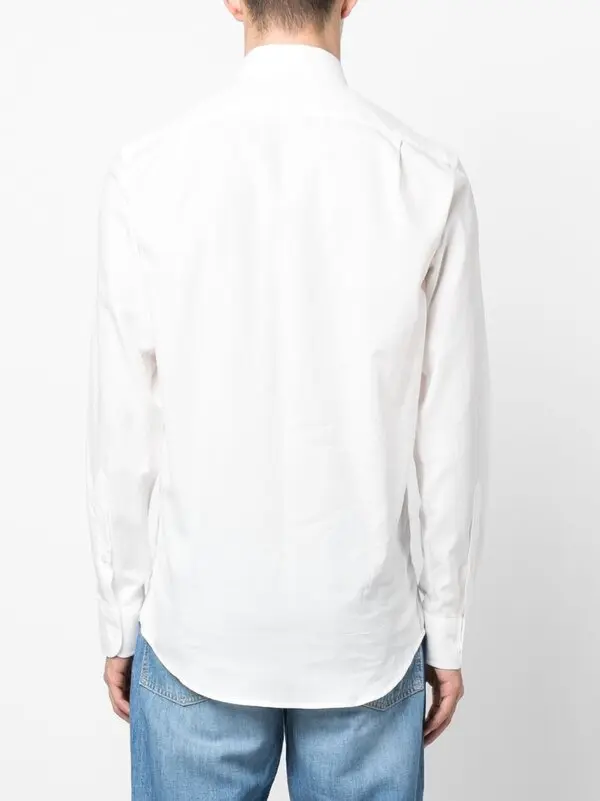 Ralph Lauren Purple Label Plain Long-sleeve Cotton Shirt - White
