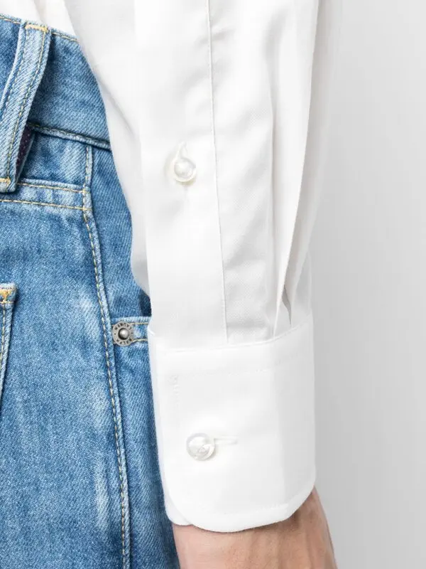 Ralph Lauren Purple Label Plain Long-sleeve Cotton Shirt - White