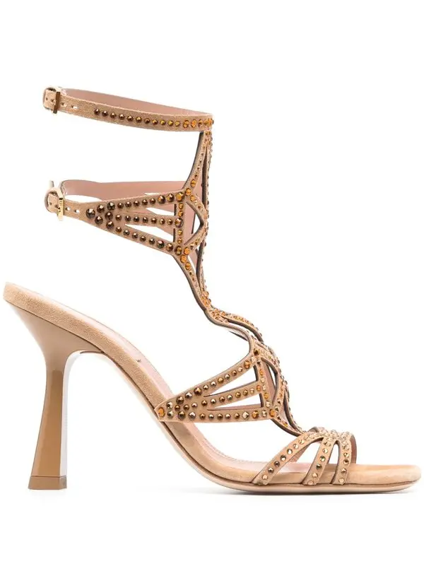 Alberta Ferretti 105mm Metallic Embellished Sandals