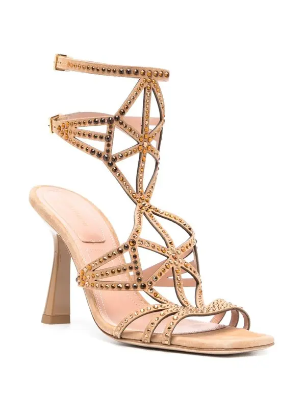 Alberta Ferretti 105mm Metallic Embellished Sandals