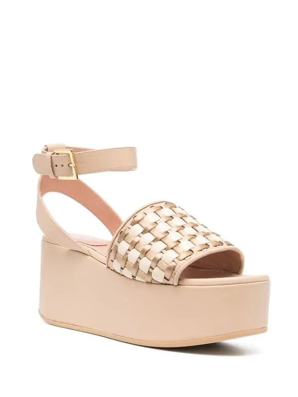 Alberta Ferretti Woven Wedge Platform Sandals